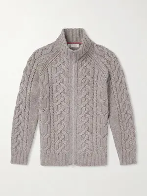 Brunello Cucinelli Cable-knit Cashmere Zip-up Sweater