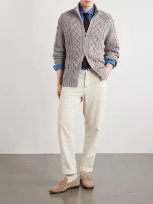 Brunello Cucinelli Cable-knit Cashmere Zip-up Sweater