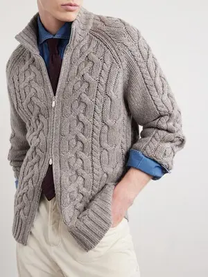 Brunello Cucinelli Cable-knit Cashmere Zip-up Sweater