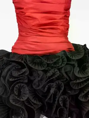 Vintage Ruched Ruffled Mini Dress