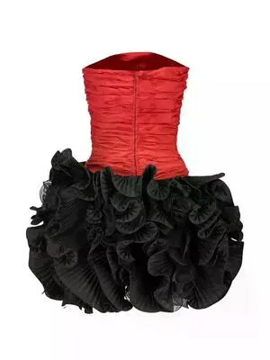Vintage Ruched Ruffled Mini Dress