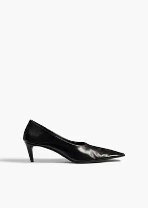 Khaite Marlene Pump In Glazed Leather - Black
