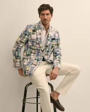 Brooks Brothers No. 1 Sack Sport Coat In Cotton Patchwork Madras - Faded Green