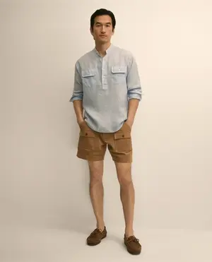 Brooks Brothers 6.5" Cotton Corduroy Camp Shorts Pants - Medium Beige