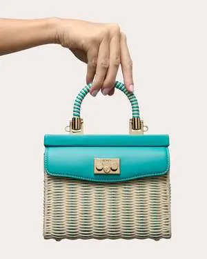 Rodo Small Paris Woven Wicker Leather Handbag
