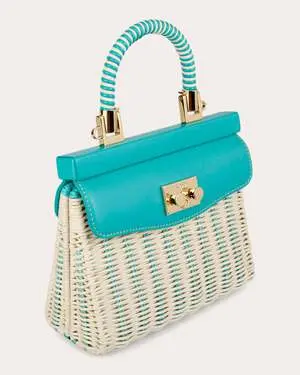 Rodo Small Paris Woven Wicker Leather Handbag