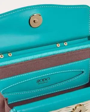 Rodo Small Paris Woven Wicker Leather Handbag