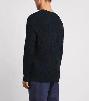 Polo Ralph Lauren Cotton Cable-knit Polo Pony Sweater - Navy