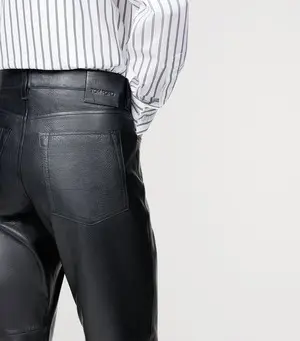 TOM FORD Leather Straight Leg Trousers