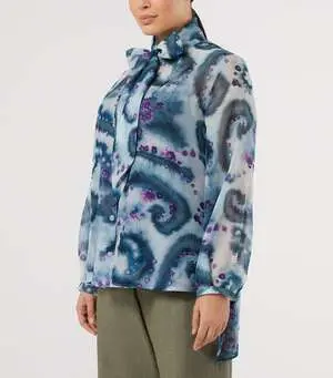 Marina Rinaldi Cotton-silk Printed Blouse