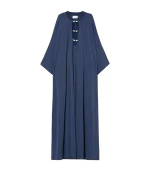 Marina Rinaldi Jersey Pearl-detail Maxi Dress - Navy
