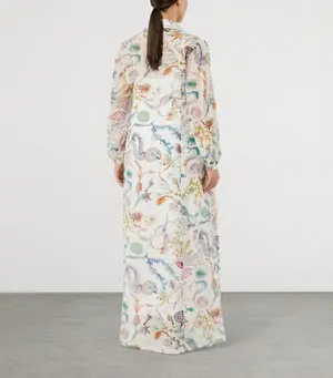 Marina Rinaldi Cotton-silk Printed Maxi Shirt Dress