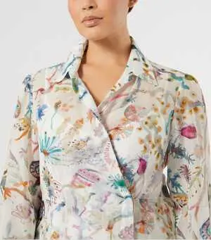 Marina Rinaldi Cotton-silk Printed Maxi Shirt Dress
