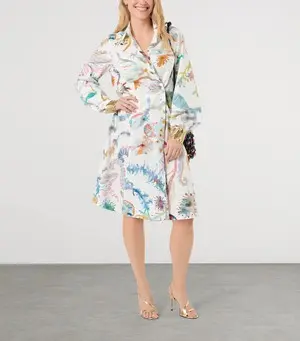 Marina Rinaldi Printed Cotton Midi Shirt Dress - Neutral