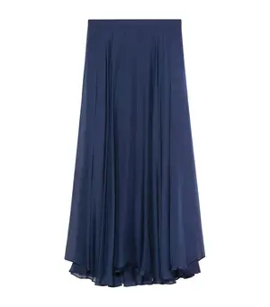 Marina Rinaldi Silk Chiffon Maxi Skirt - Navy