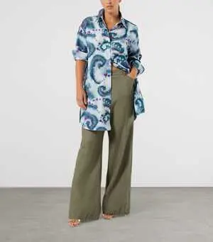 Marina Rinaldi Cotton Printed Midi Shirt Dress