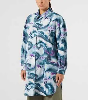 Marina Rinaldi Cotton Printed Midi Shirt Dress