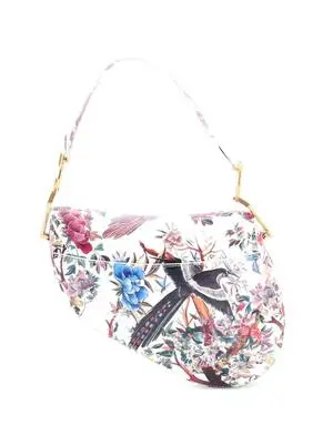 Dior Saddle Handbag With Strap In Printed Leather - Multicolour