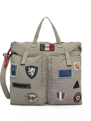 AERONAUTICA MILITARE Quilted Tote Bag With Patch Detail - Grey