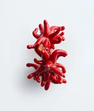 Bottega Veneta Sea Coral Hoop Earrings - Red