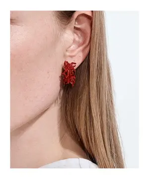 Bottega Veneta Sea Coral Hoop Earrings - Red