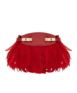 FERRAGAMO Hug Soft Feather-trim Crossbody Bag - Red