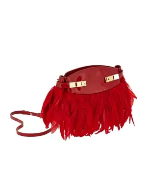 FERRAGAMO Hug Soft Feather-trim Crossbody Bag