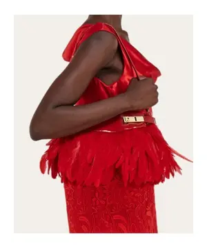 FERRAGAMO Hug Soft Feather-trim Crossbody Bag