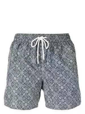 Fedeli Graphic Print Swim Shorts - Grey
