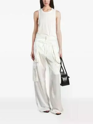 B1ARCHIVE Beige Satin Cargo Pants With Drawstring Waist