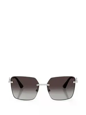 Dolce & Gabbana Crystal-embellished Geometric-frame Sunglasses - Silver