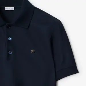 Burberry Evan Cuff Piqué Polo Shirt - Navy