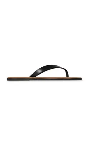 THE ROW Beach Leather Flip Flops - Black