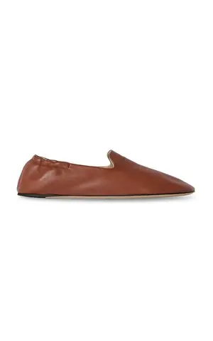 THE ROW Casa Leather Slip-on Slippers - Tan