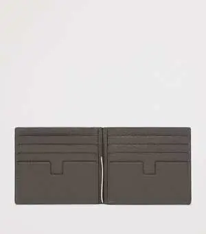 TOM FORD Grained Leather Money Clip Wallet - Grey
