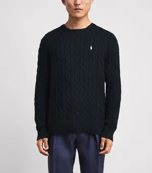 Polo Ralph Lauren Cotton Cable-knit Crewneck Sweater With Polo Pony