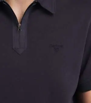 Barbour Zip-up Crackehall Polo Shirt - Navy