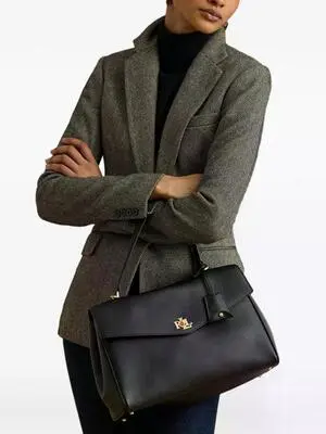 Ralph Lauren Medium Farrah Leather Satchel Bag - Black