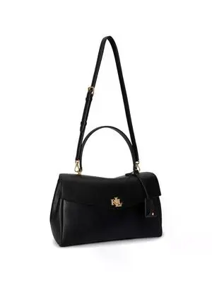 Ralph Lauren Medium Farrah Leather Satchel Bag - Black
