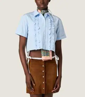 Miu Miu Cropped Ruffled Short Sleeve Shirt