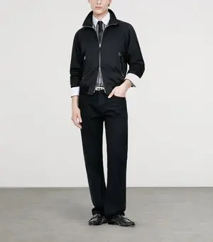 TOM FORD Technical Bomber Jacket With Leather Trims