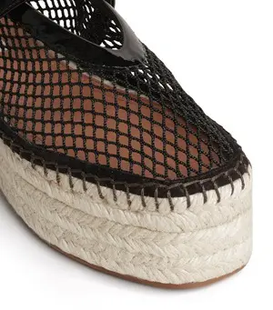 Alaïa Net Platform Espadrilles With Patent Leather Trim