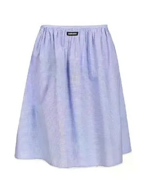 Miu Miu Gingham-check Gathered Midi Skirt - Blue