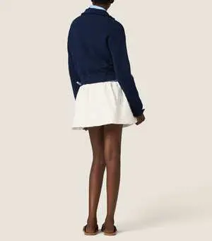 Miu Miu Crochet Zip-up Cardigan With Striped Accents
