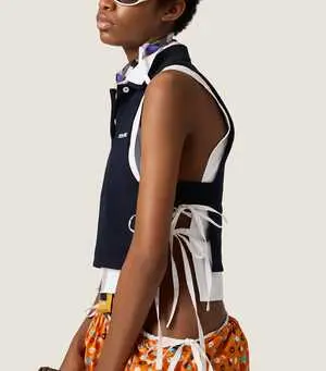 Miu Miu Sleeveless Cotton Piqué Polo Shirt