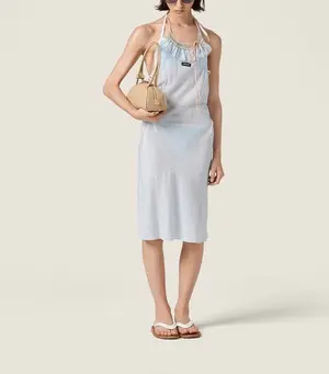 Miu Miu Halterneck Floral Print Silk Mini Dress