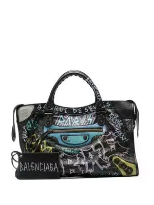 Balenciaga 2000s Le City Graffiti Tote Bag - Black