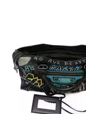 Balenciaga 2000s Le City Graffiti Tote Bag - Black