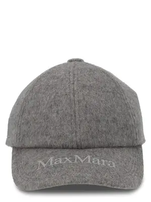 Max Mara Cashmere Baseball Cap With Logo - Grey