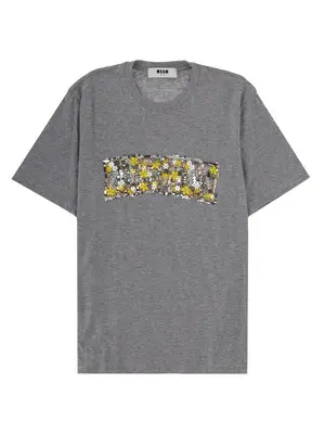 MSGM T-shirt Con Logo Con Paillettes - Grey